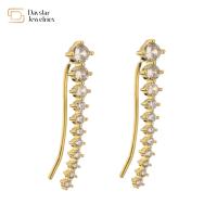 China 18k Gold Plated Full Round Diamond Stud Earrings Zircon Hook Women Jewelry 1 Pair for sale