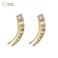 China 18k Gold Plated Full Round Diamond Stud Earrings Zircon Hook Women Jewelry 1 Pair for sale