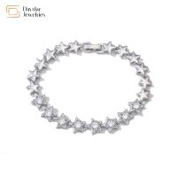 China 18k Gold Plated Pentagram Star Bracelet Diamond Zircon for Women Men 7.5 inch for sale