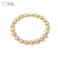 China 18k Gold Plated Pentagram Star Bracelet Diamond Zircon for Women Men 7.5 inch for sale
