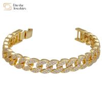 China 18k Gold Plated Cuban Link Chain Bracelet Iced Out Diamond Hip Hop Jewelry for Men Women 8mm for sale
