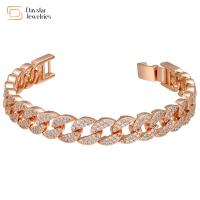 China 18k Gold Plated Cuban Link Chain Bracelet Iced Out Diamond Hip Hop Jewelry for Men Women 8mm for sale