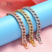 China 18k Gold Plated Cuban Link Chain Bracelet Iced Out Diamond Hip Hop Jewelry for Men Women 8mm for sale