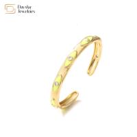 China Enamel Evil Eye 18k Gold Bangle Diamond Zircon Adjustable Open Bracelets Jewelry for sale