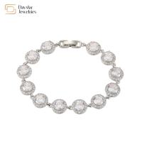 China 18k Gold Plated Natural Diamond Zircon Bracelet for Women Brass Base 7.5 Inch for sale