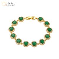 China 18k Gold Plated Natural Diamond Zircon Bracelet for Women Brass Base 7.5 Inch for sale