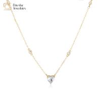 China 18k Gold Plated Heart Diamond Zircon Pendant Choker Necklace for Women 45cm for sale