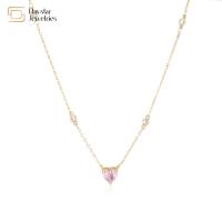 China 18k Gold Plated Heart Diamond Zircon Pendant Choker Necklace for Women 45cm for sale