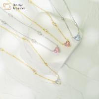 China 18k Gold Plated Heart Diamond Zircon Pendant Choker Necklace for Women 45cm for sale