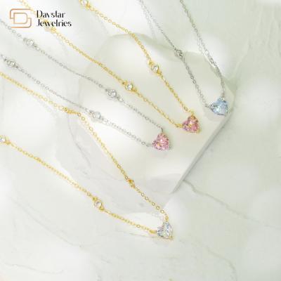 China 18k Gold Plated Heart Diamond Zircon Pendant Choker Necklace for Women 45cm for sale