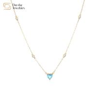 China 18k Gold Plated Heart Diamond Zircon Pendant Choker Necklace for Women 45cm for sale