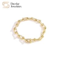 China 18k Gold Plated Stainless Steel Diamond Zircon Jewelry Set Horseshoe U Geometric Necklace Earrings Bracelet for sale