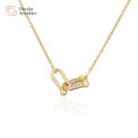 China 18k Gold Plated Stainless Steel Diamond Zircon Jewelry Set Horseshoe U Geometric Necklace Earrings Bracelet for sale