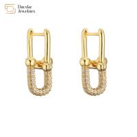 China 18k Gold Plated Stainless Steel Diamond Zircon Jewelry Set Horseshoe U Geometric Necklace Earrings Bracelet for sale