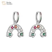 China 18k Gold Plated Rainbow Jewelry Set Colorful Diamond Gemstone Pendant Necklace Earrings for sale