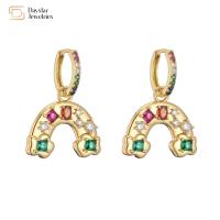 China 18k Gold Plated Rainbow Jewelry Set Colorful Diamond Gemstone Pendant Necklace Earrings for sale