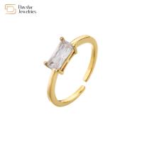 China Square Crystal Zircon 18k Diamond Rings Gold Plated Adjustable Opening for sale