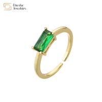 China Square Crystal Zircon 18k Diamond Rings Gold Plated Adjustable Opening for sale
