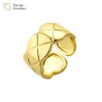 China 18k Real Gold Plated Wide Band Rings Couple Wavy Texture Adjustable Size for sale