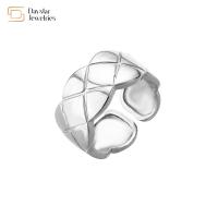 China 18k Real Gold Plated Wide Band Rings Couple Wavy Texture Adjustable Size for sale