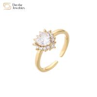China 18k Gold Plated Heart Diamond Ring Adjustable Wedding Engagement Ring for Women Men for sale