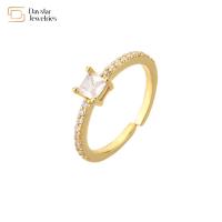 China 18k Gold Plated Heart Diamond Ring Adjustable Wedding Engagement Ring for Women Men for sale