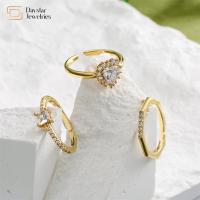 China 18k Gold Plated Heart Diamond Ring Adjustable Wedding Engagement Ring for Women Men for sale