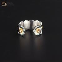 China Titanium Steel Daisy Flower Ring Hip Hop Jewelry Open Resizable 18mm for sale