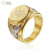 China Men Titanium Steel Signet Ring Flying Eagle Logo Badge Military Jewelry Size 8 10 for sale