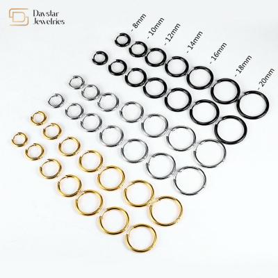 China Titanium Steel Hip Hop Round Hoop Earrings 20mm Burst Circle Jewelry for Men Women for sale