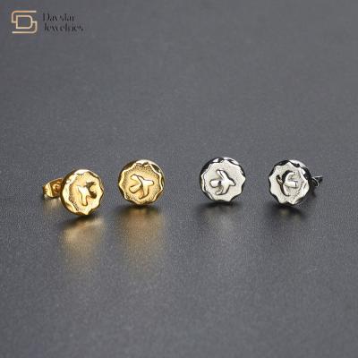 China Titanium Steel 18k Gold Plated Stud Earrings Flying Eagle Takahashi Goro Style for Women Men for sale