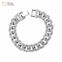 China Miami Iced Out Cuban Link Chain Bracelet Diamond Zircon Hip Hop Jewelry 8mm for sale
