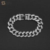 China Miami Iced Out Cuban Link Chain Bracelet Diamond Zircon Hip Hop Jewelry 8mm for sale