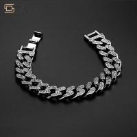 China Miami Iced Out Cuban Link Chain Bracelet Diamond Zircon Hip Hop Jewelry 8mm for sale