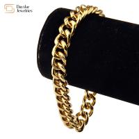 China 18k Gold Plated 316L Stainless Steel Cuban Link Chain Bracelet for Men Hip Hop Style for sale