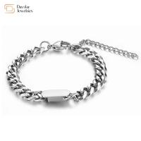 China Custom Engraved Titanium Steel Cuban Chain Bracelet Hip Hop Jewelry 8mm for sale