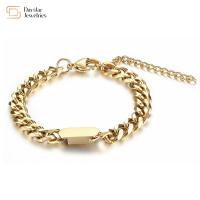China Custom Engraved Titanium Steel Cuban Chain Bracelet Hip Hop Jewelry 8mm for sale
