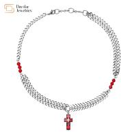 China Titanium Steel Hip Hop Red Cross Pendant Necklace Choker Chain 45cm for sale