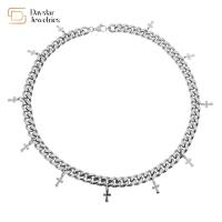 China Titanium Steel Cross Pendant Necklace Hip Hop Cuban Link Chain Choker 50cm for sale
