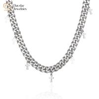 China Titanium Steel Cross Pendant Necklace Hip Hop Cuban Link Chain Choker 50cm for sale