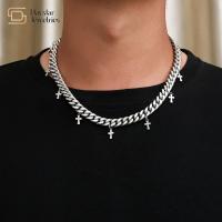 China Titanium Steel Cross Pendant Necklace Hip Hop Cuban Link Chain Choker 50cm for sale