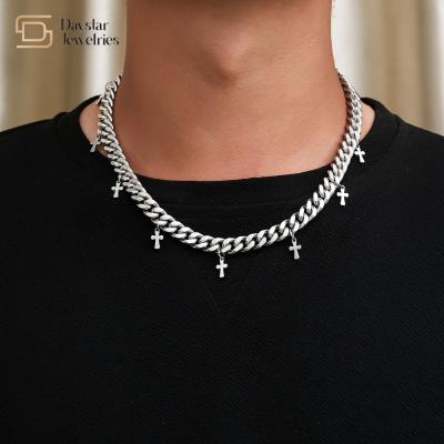 China Titanium Steel Cross Pendant Necklace Hip Hop Cuban Link Chain Choker 50cm for sale