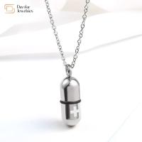 China Titanium Steel Pill Capsule Perfume Bottle Necklace Urn Pendant Removable 50mm for sale