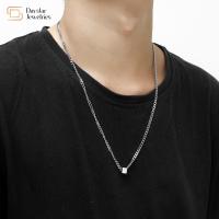 China Titanium Steel Hip Hop Cuban Chain Necklace Square Block Pendant Choker 55cm for sale
