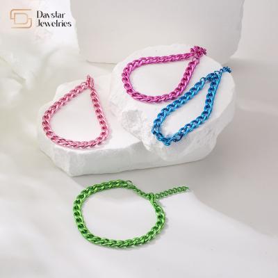 China Stainless Steel Cuban Link Chain Bracelet Colorful Custom Jewelry 8mm for sale