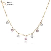 China Diamond Zircon Letter Pendant Necklace Stainless Steel Gold Plated 18mm DIY Jewelry for sale