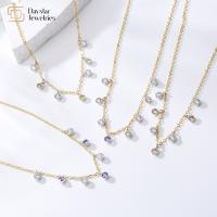 China Diamond Zircon Letter Pendant Necklace Stainless Steel Gold Plated 18mm DIY Jewelry for sale