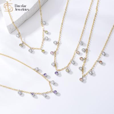 China Diamond Zircon Letter Pendant Necklace Stainless Steel Gold Plated 18mm DIY Jewelry for sale