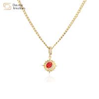 China 18k Gold Plated Stainless Steel Star Moon Pendant Necklace with Diamond Zircon Enamel 45cm for sale