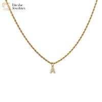 China Stainless Steel Twisted Chain Initial Letter Alphabet Pendant Necklace 18mm for sale